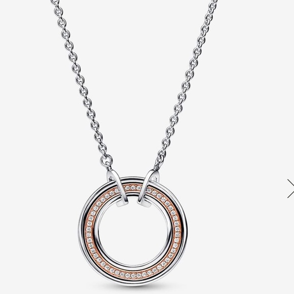 Pandora | Jewelry | Pandora Signature Two Tone Logo Necklace | Poshmark